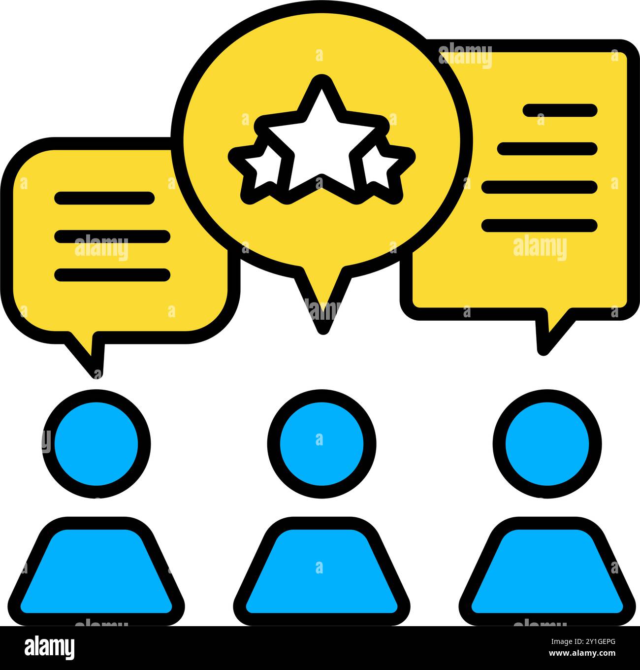 Icon flat people giving review and feedback with bubble chat. Editable ...