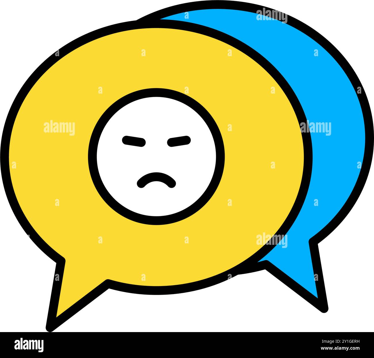 icon flat bubble chat with angry expression emoticon. Editable file ...