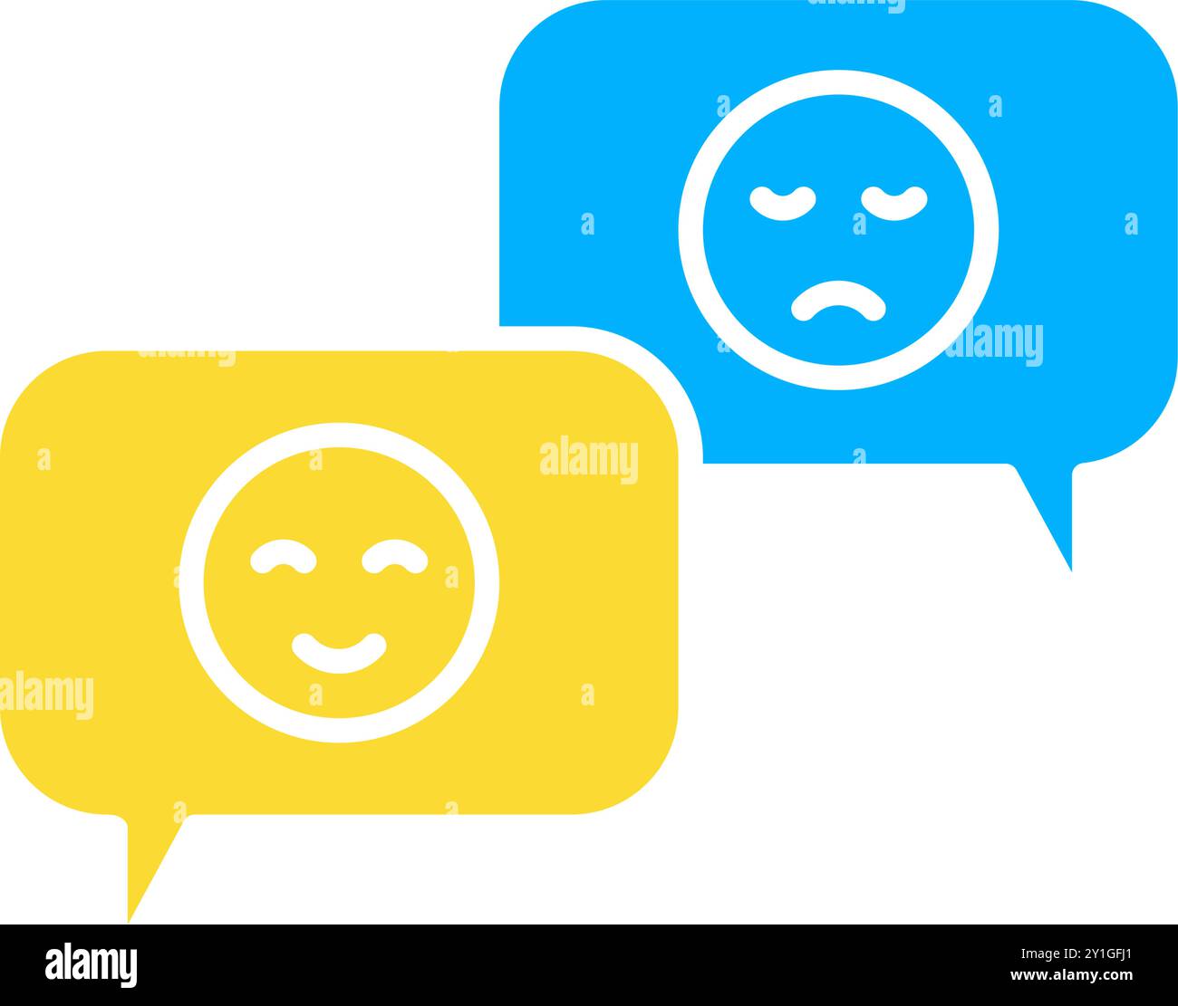 icon glyph colors bubble chat with sad and happy emoji. Editable file ...
