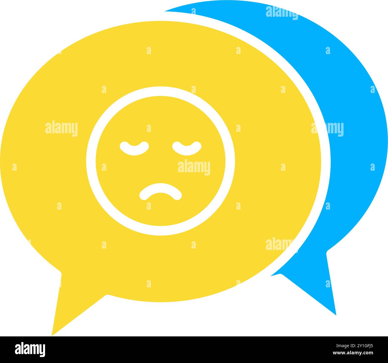 icon glyph colors bubble chat with sad expression emoticon. Editable ...