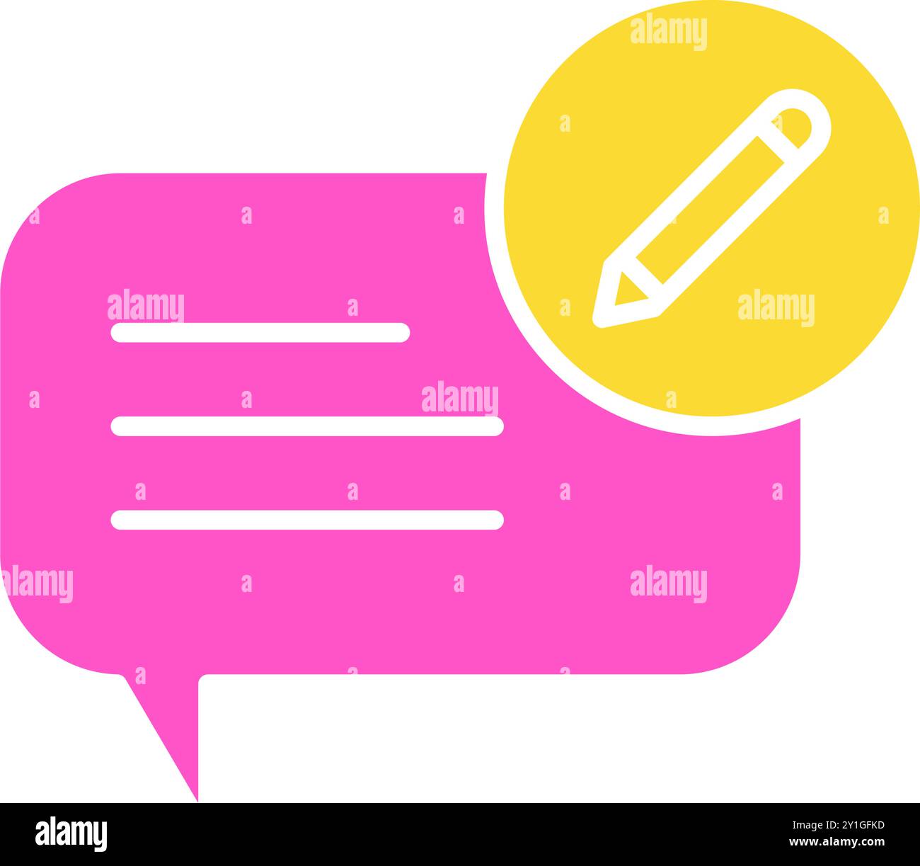 icon glyph colors bubble and text chat with pencil symbols. Editable ...