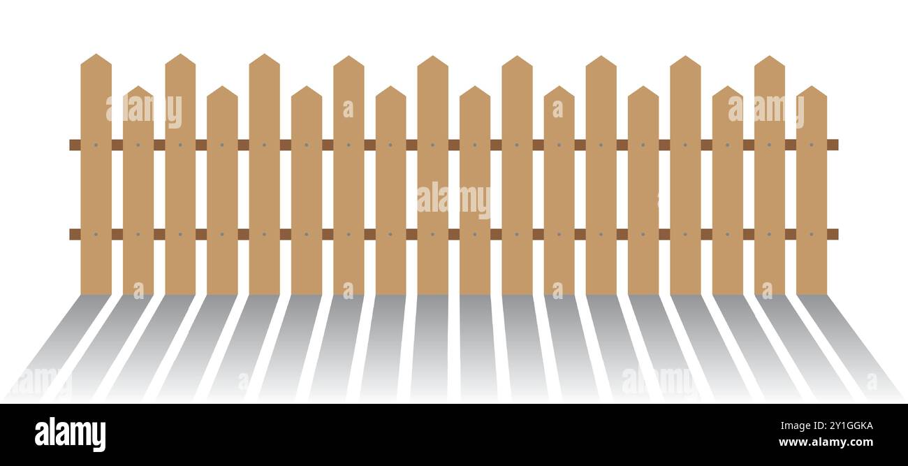 Simple vector illustration of picket fence with shadow for design Stock ...