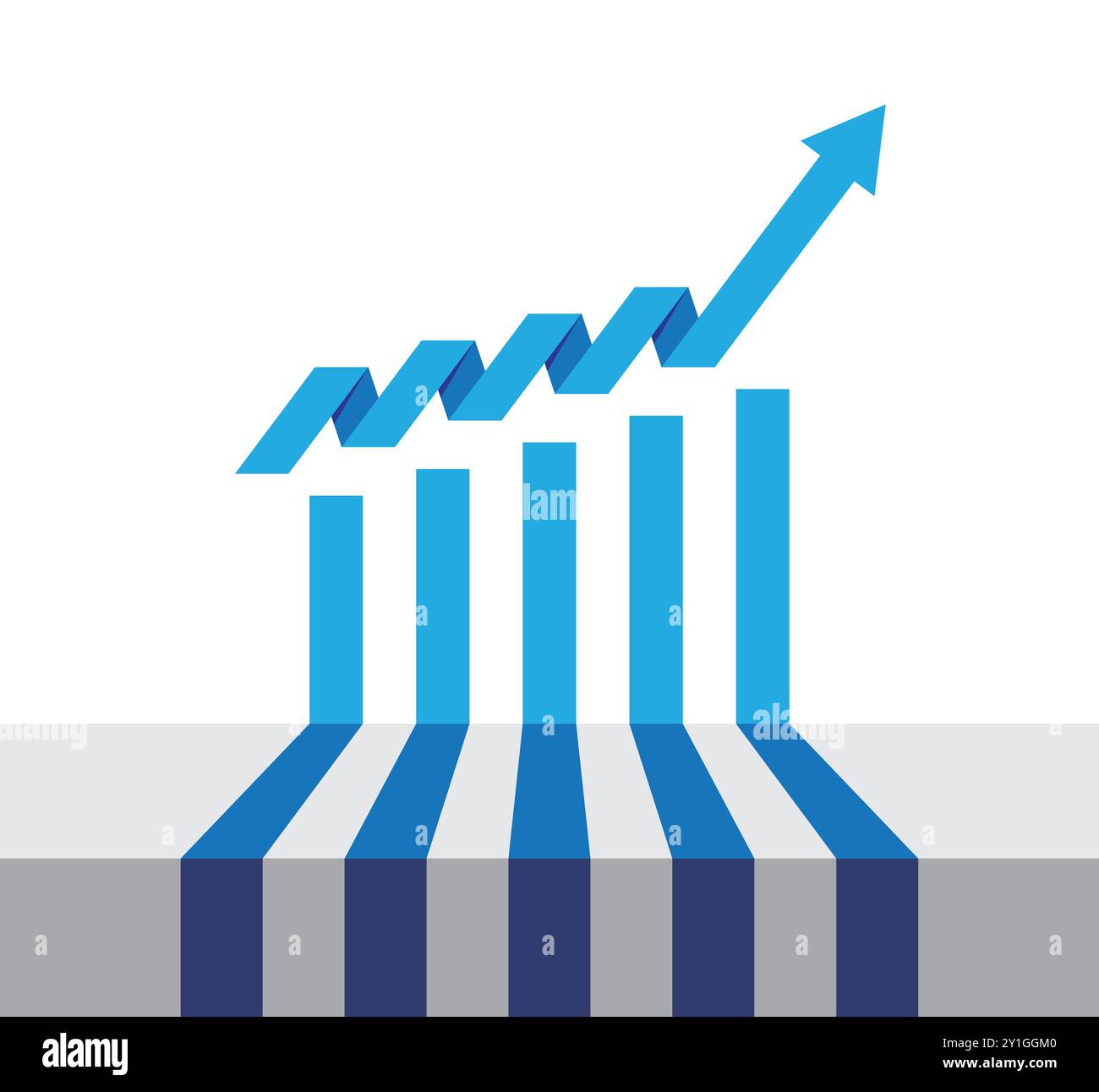 Graph with increase report. Bar diagram with rise and gain progress ...