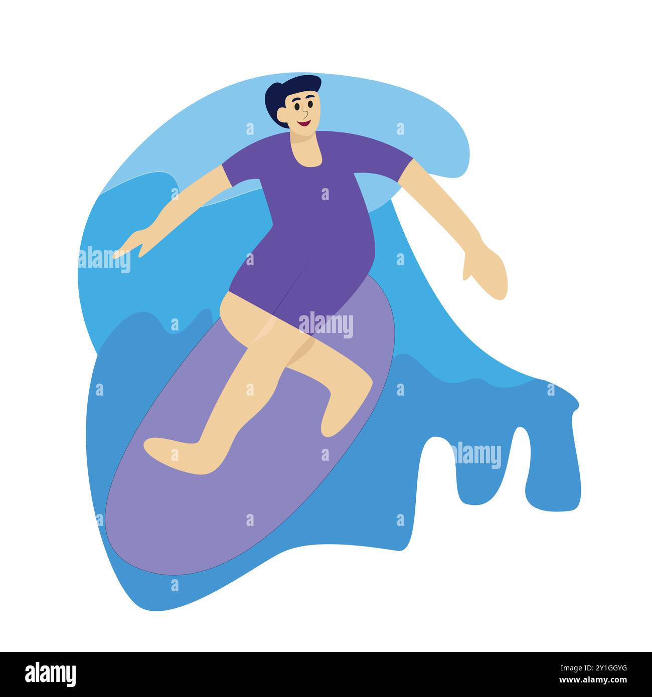 Illustration vector design of man surfing in the sea ocean Stock Vector ...