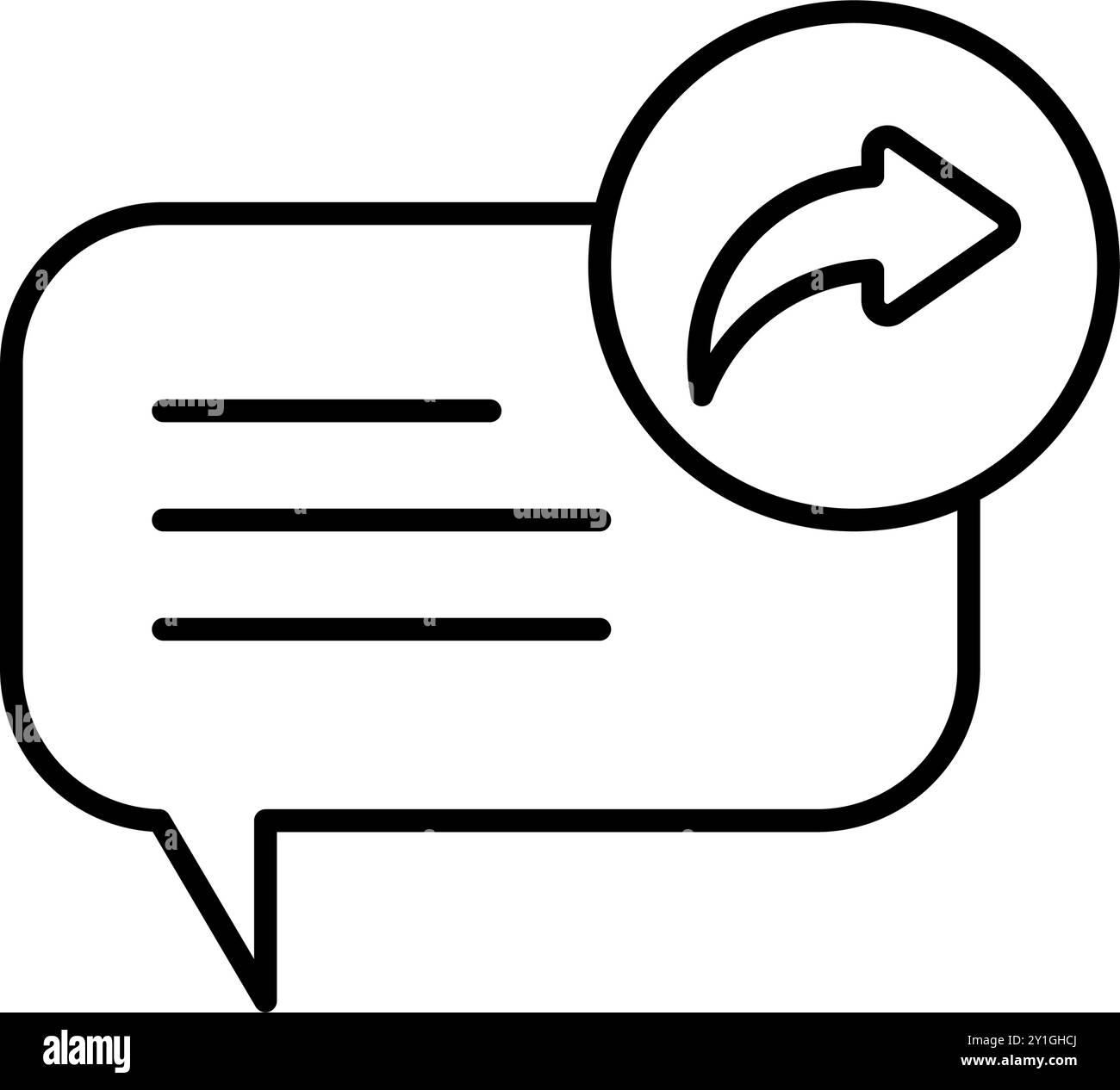 icon line bubble and text chat with share arrow symbols. Editable file ...