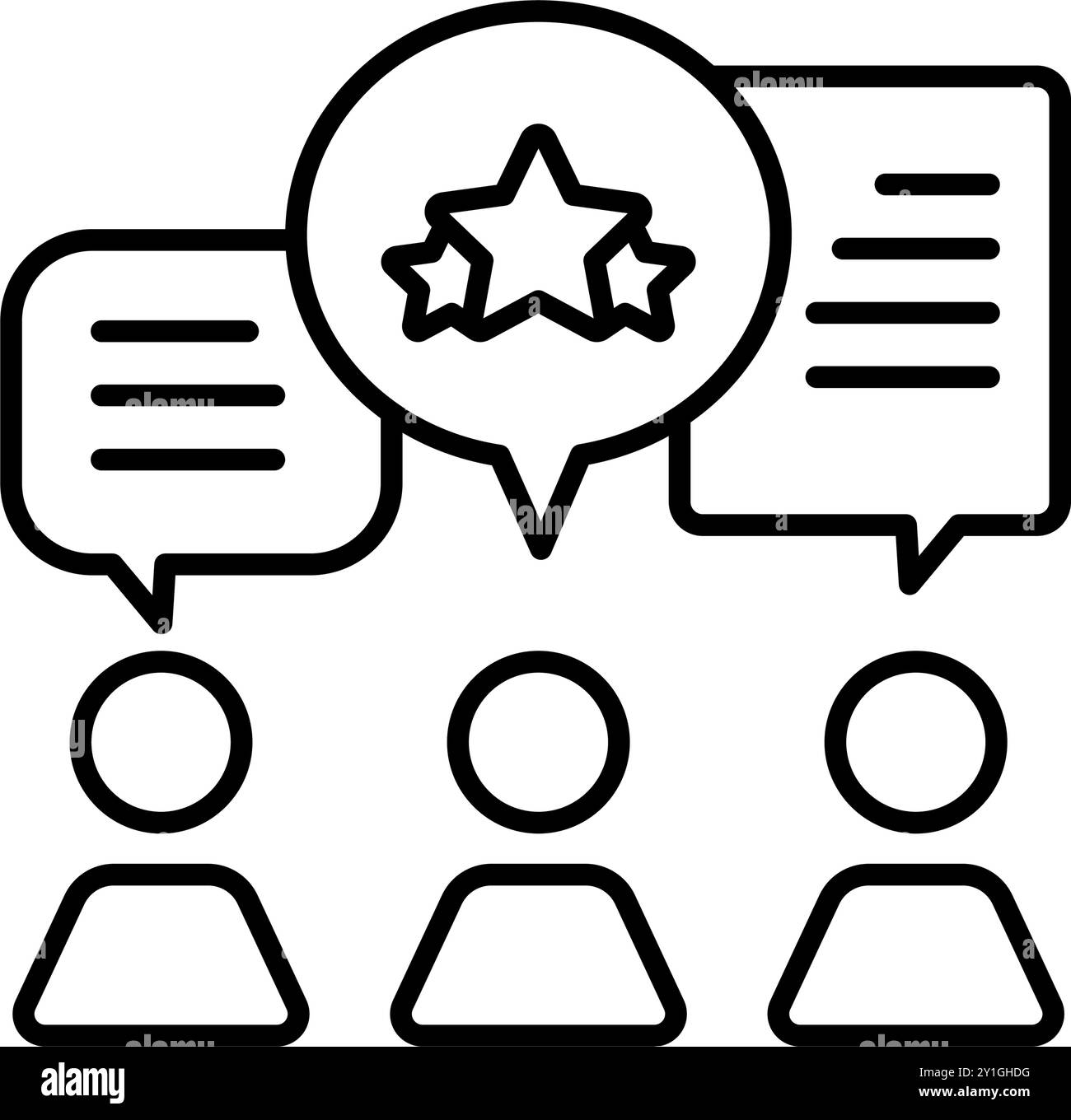 icon line people giving review and feedback with bubble chat. Editable ...