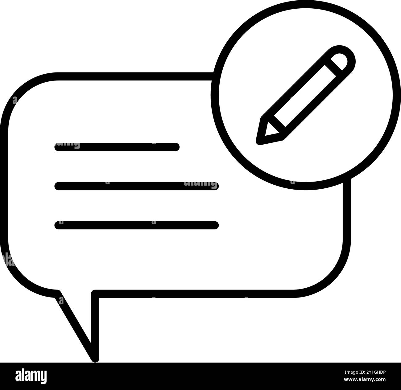 icon line bubble and text chat with pencil symbols. Editable file Stock ...