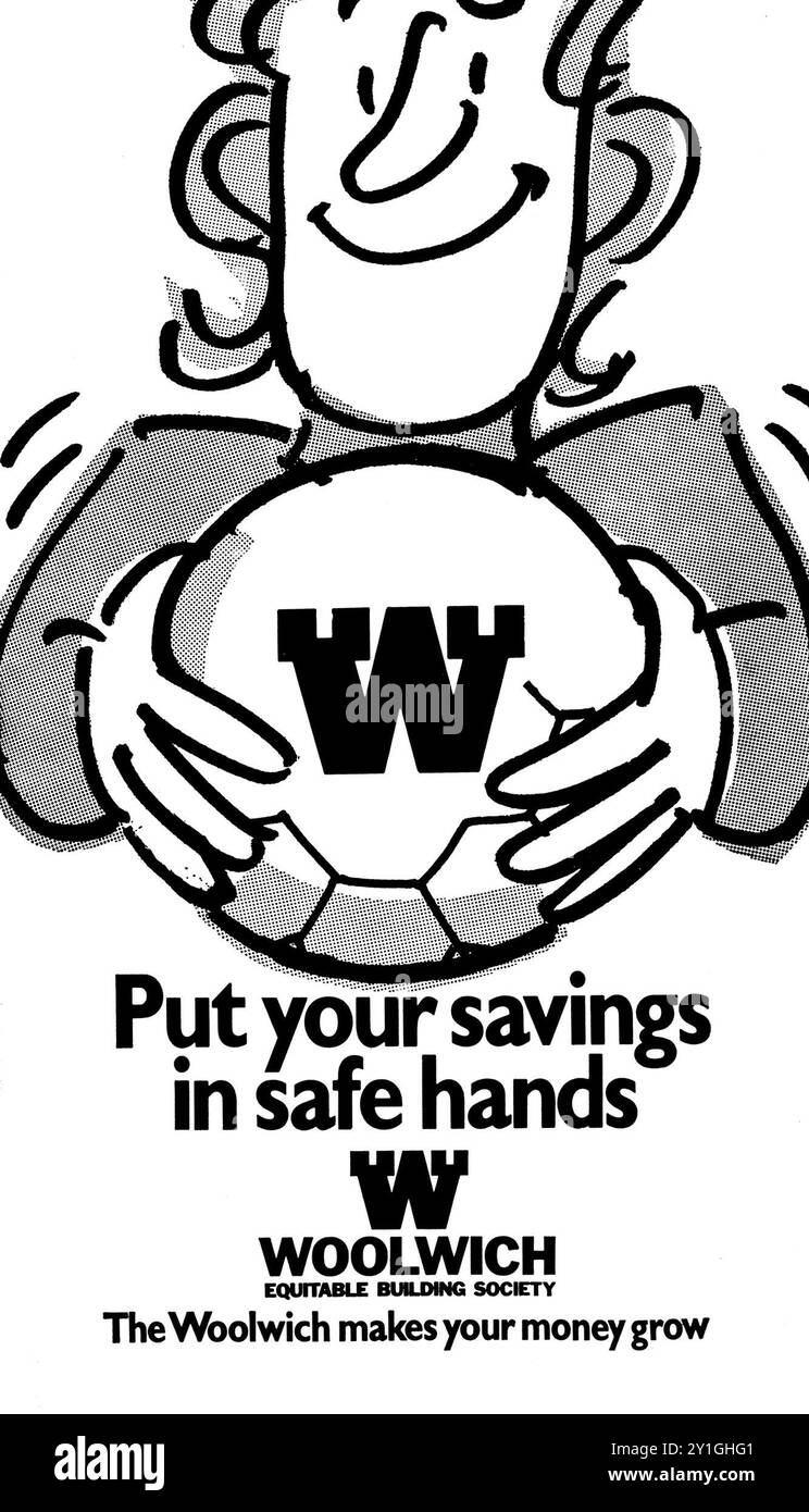 Black and white advert for the Woolwich Building Society Stock Photo ...