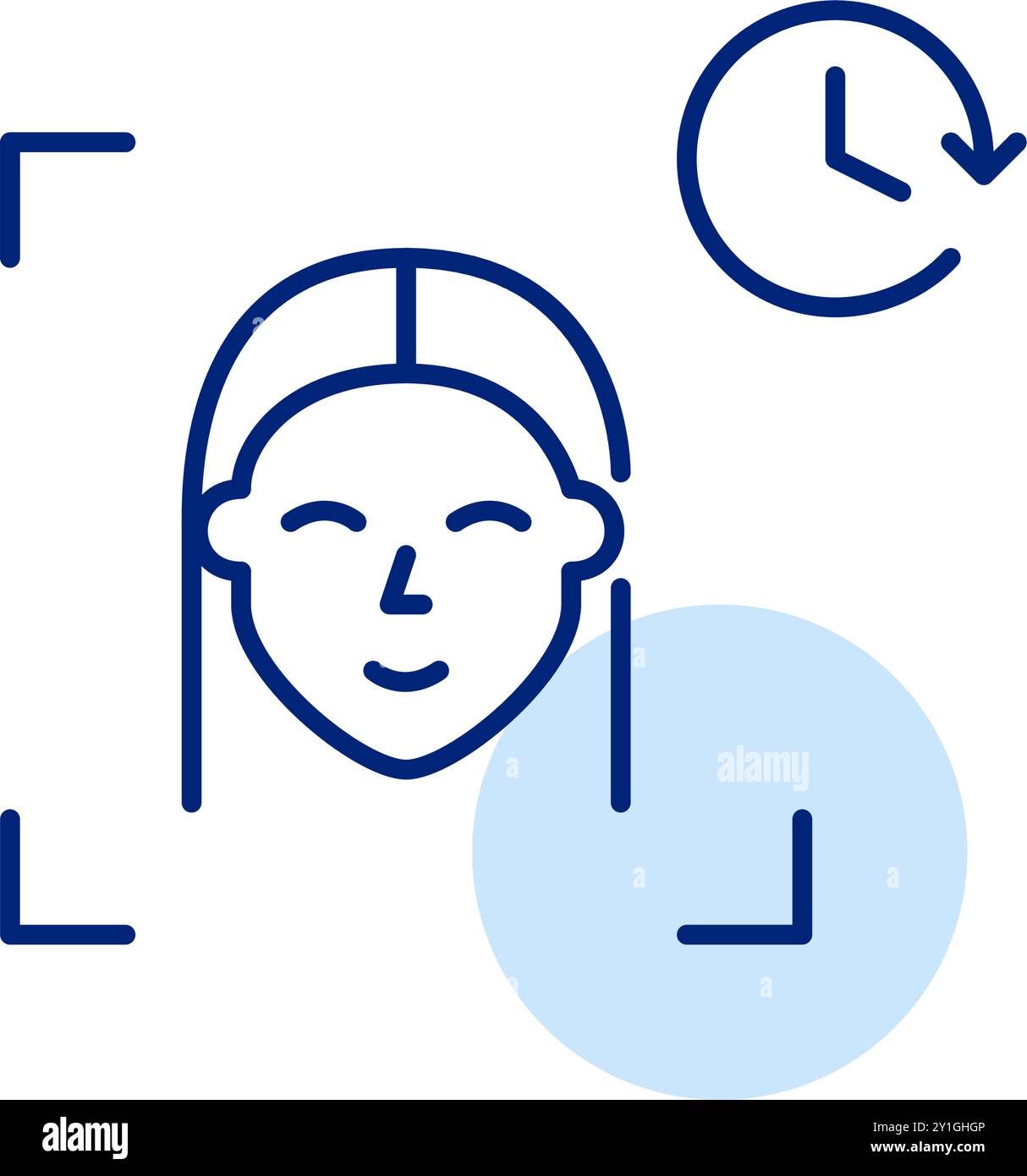 Woman Face Scan And Clock Real Time Facial Authentication Biometric Id Pixel Perfect