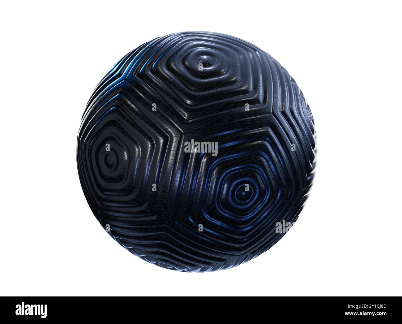3d soccer ball. Black glossy football ball. Modern look. Rendering ...