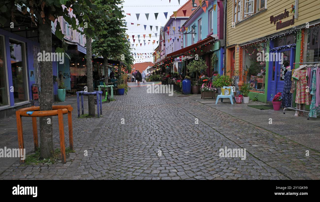 Stavanger, Norway - August 5 2024 Fargegaten (street of colors) is ...