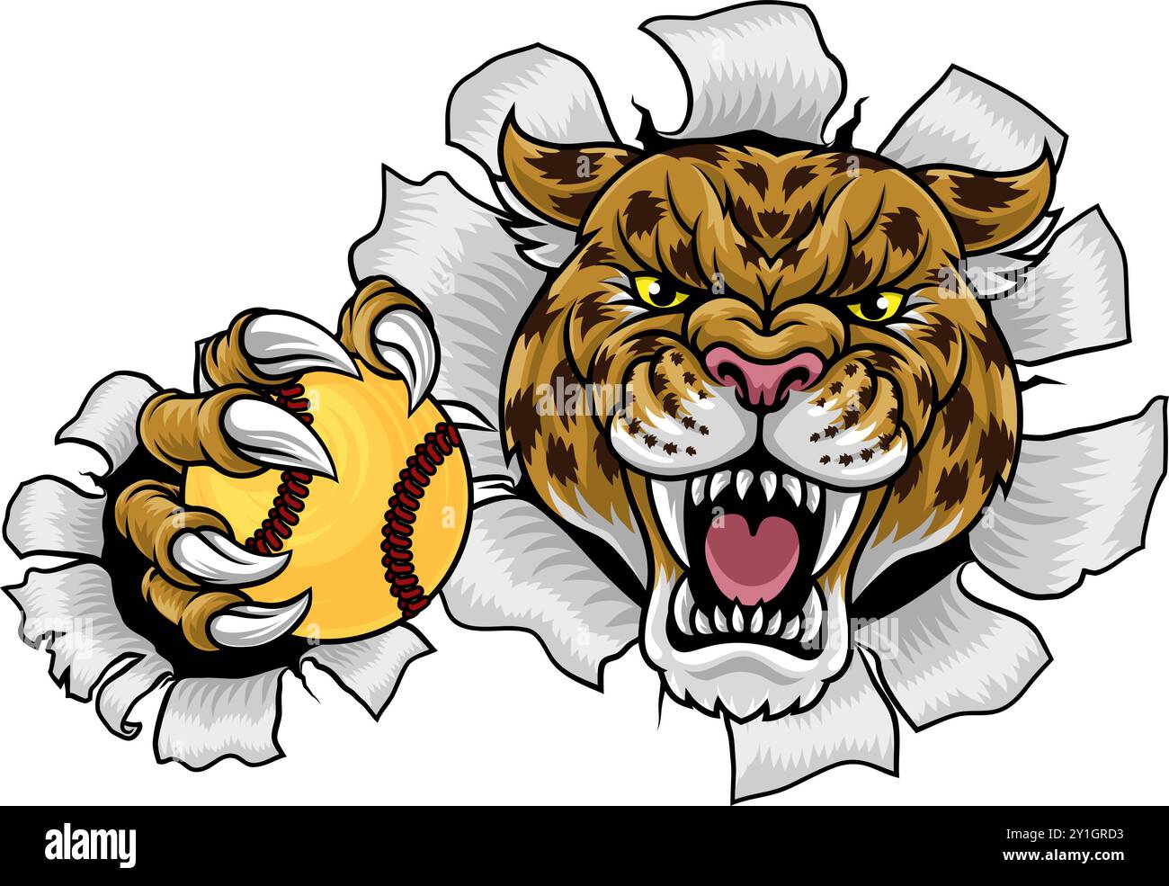 Jaguar Leopard Cheetah Panther Softball Mascot Stock Vector Image & Art ...