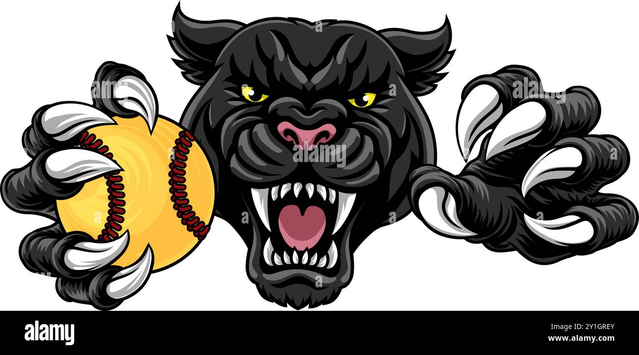 Black Panther Leopard Jaguar Cat Softball Mascot Stock Vector Image ...