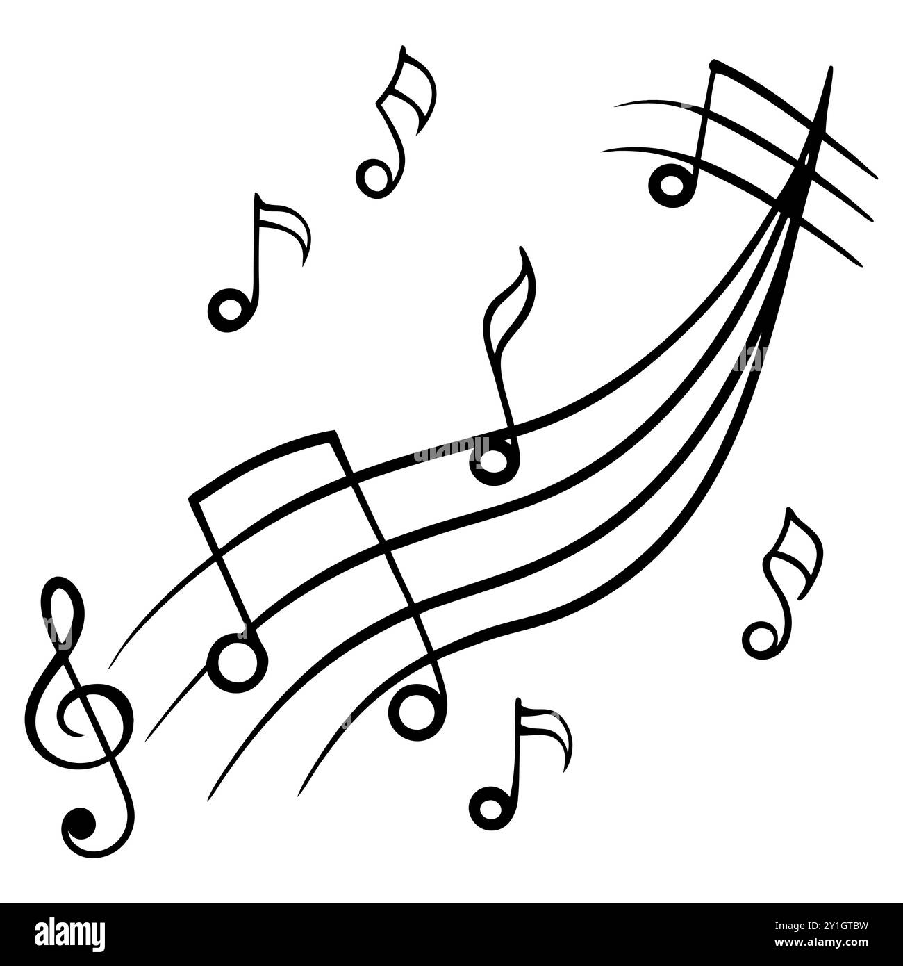 Musical background with notes. Flying music notes. Song notation in ...