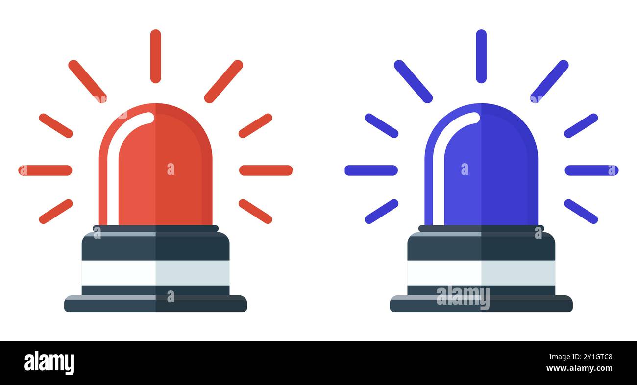 Emergency flashers siren icon. Set of red and blue emergency siren ...
