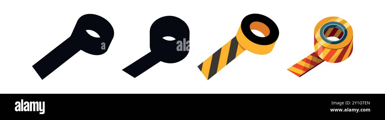 Illustration set of different construction tapes in various designs and ...