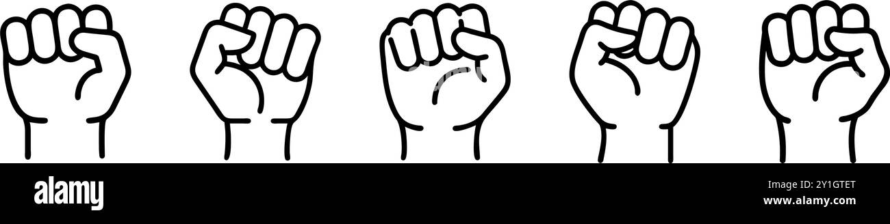 Protest fists. People protesting for human rights, equality anti ...