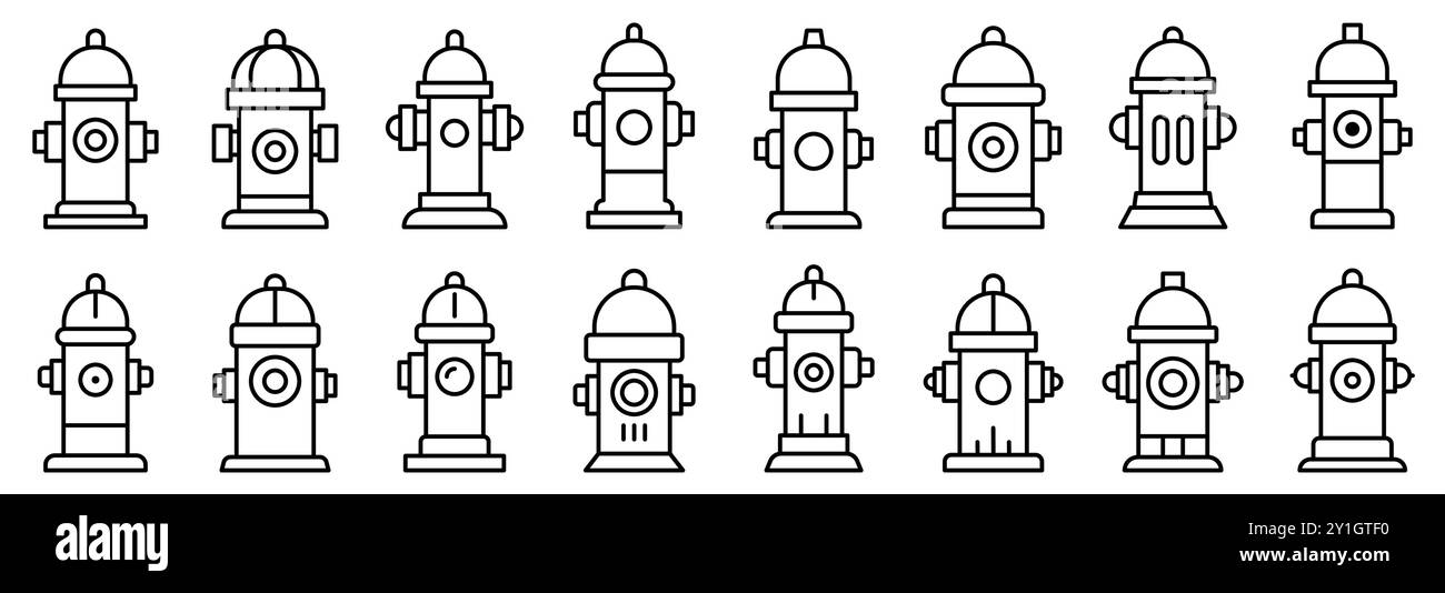 Fire hydrant icon. Set of fire hydrant icons isolated on white ...