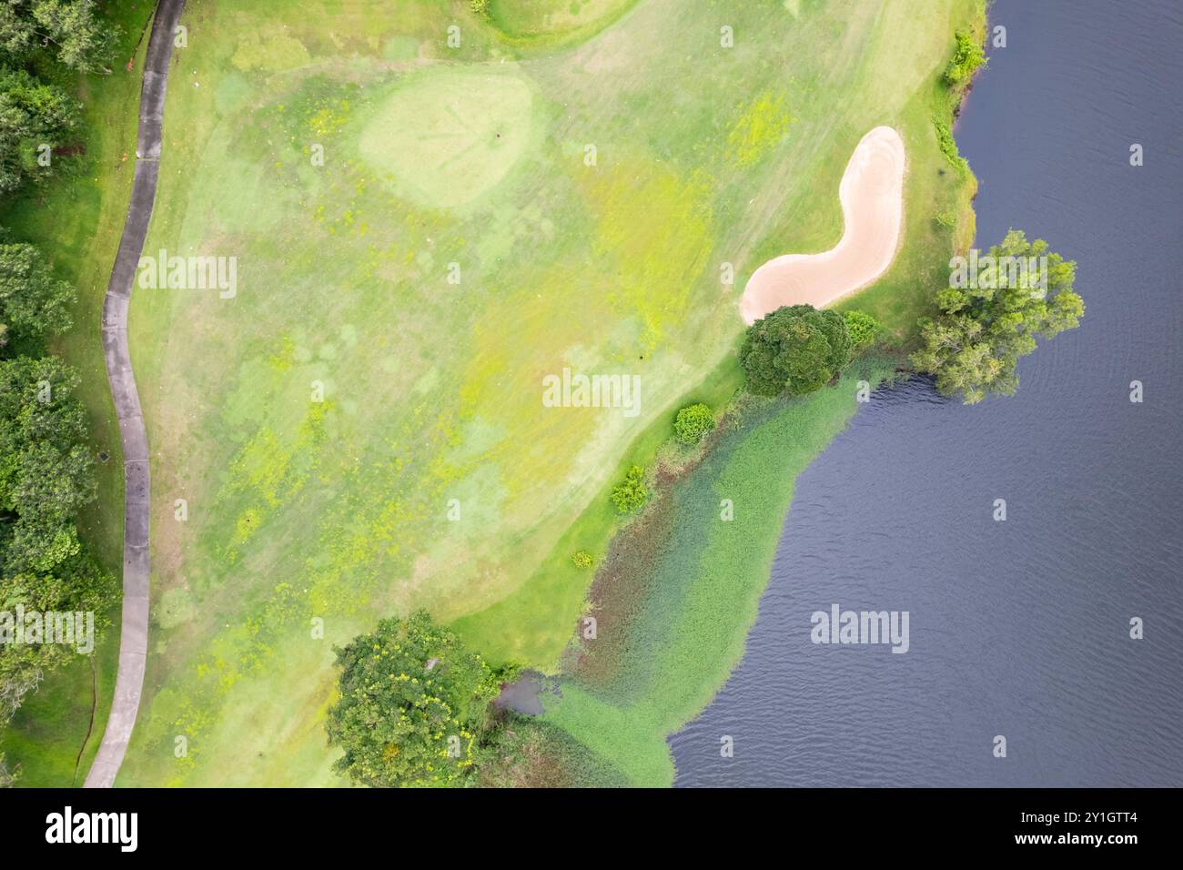 Aerial view of beautiful green golf field fairway and putting green,Top ...