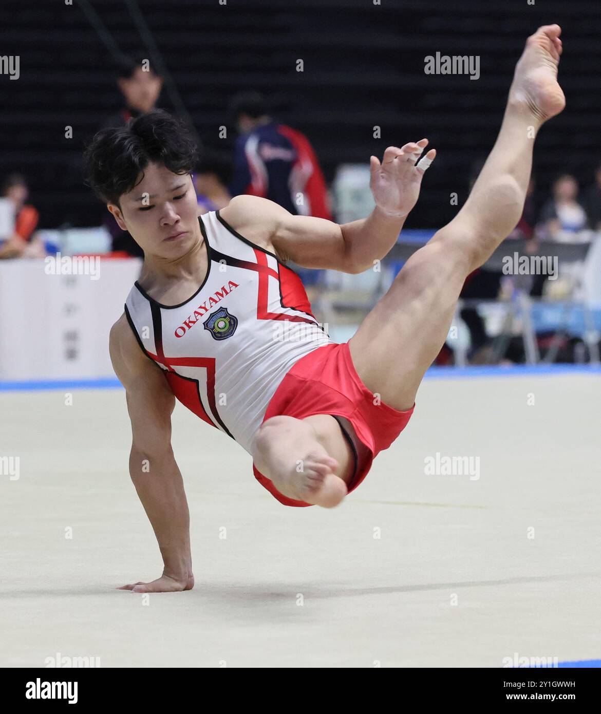 The Japanese gymnast Shinnosuke OKA, who won the three gold medals at the Paris Olympics ...