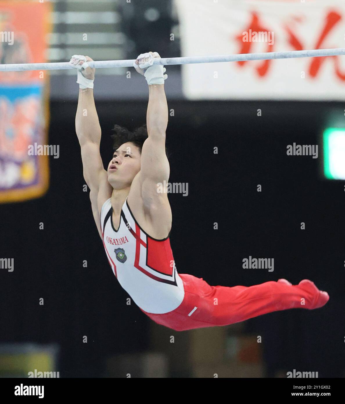The Japanese gymnast Shinnosuke OKA, who won the three gold medals at the Paris Olympics ...