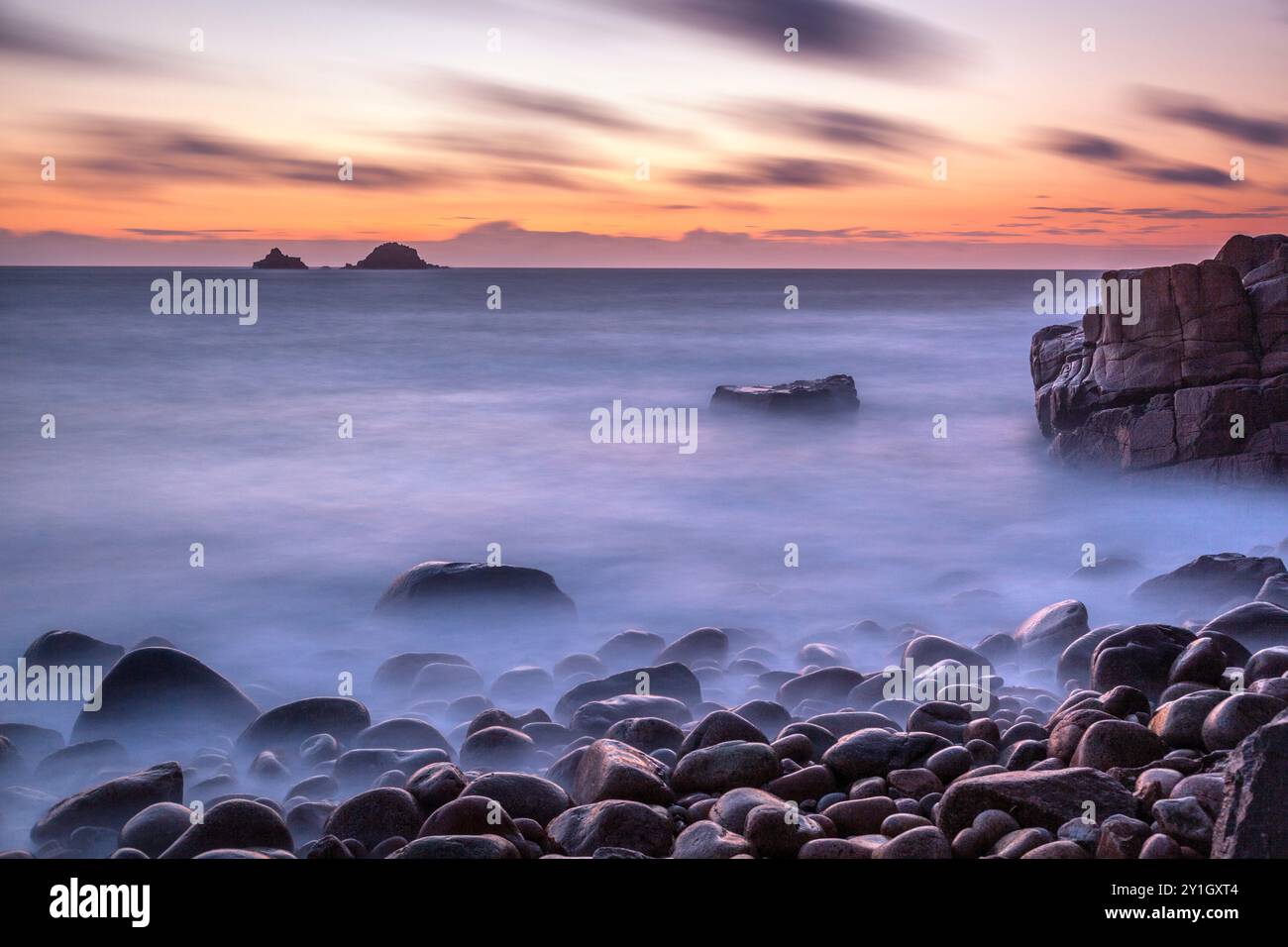 Porth Nanven; Sunset; Cornwall; UK Stock Photo - Alamy