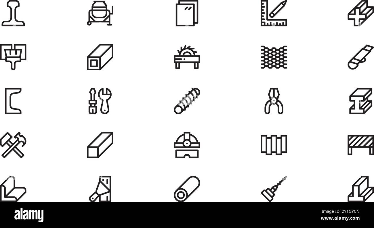 Construction materials and tools icons High-Quality Vector Icons ...