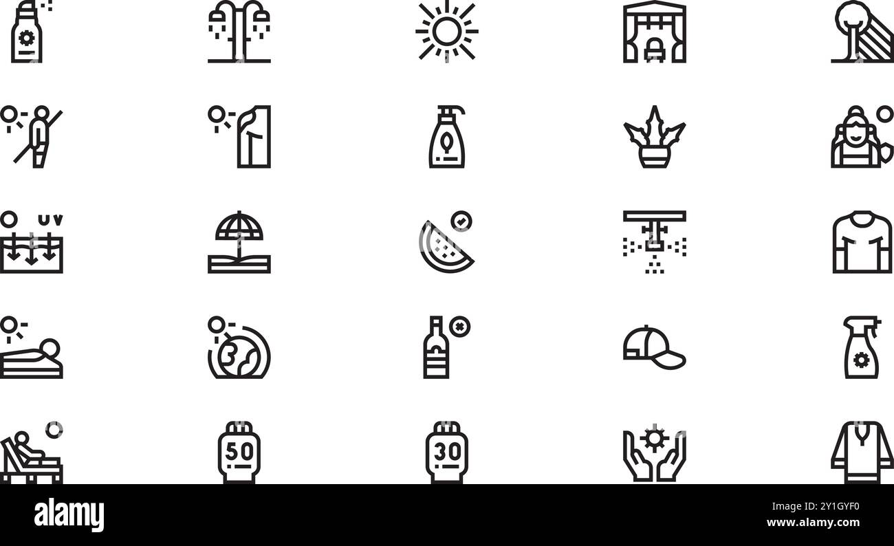 Sun protection icons High-Quality Vector Icons Collection with Editable ...