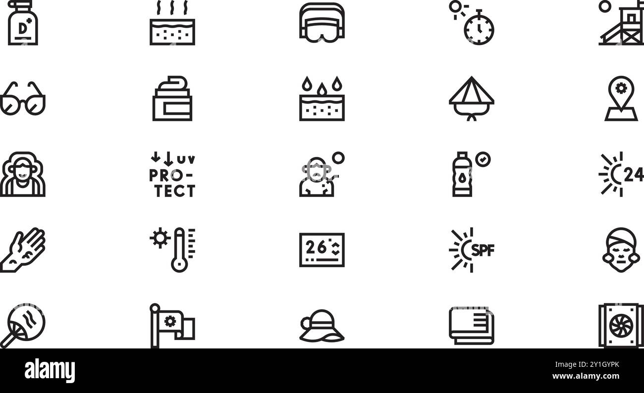 Sun protection icons High-Quality Vector Icons Collection with Editable ...