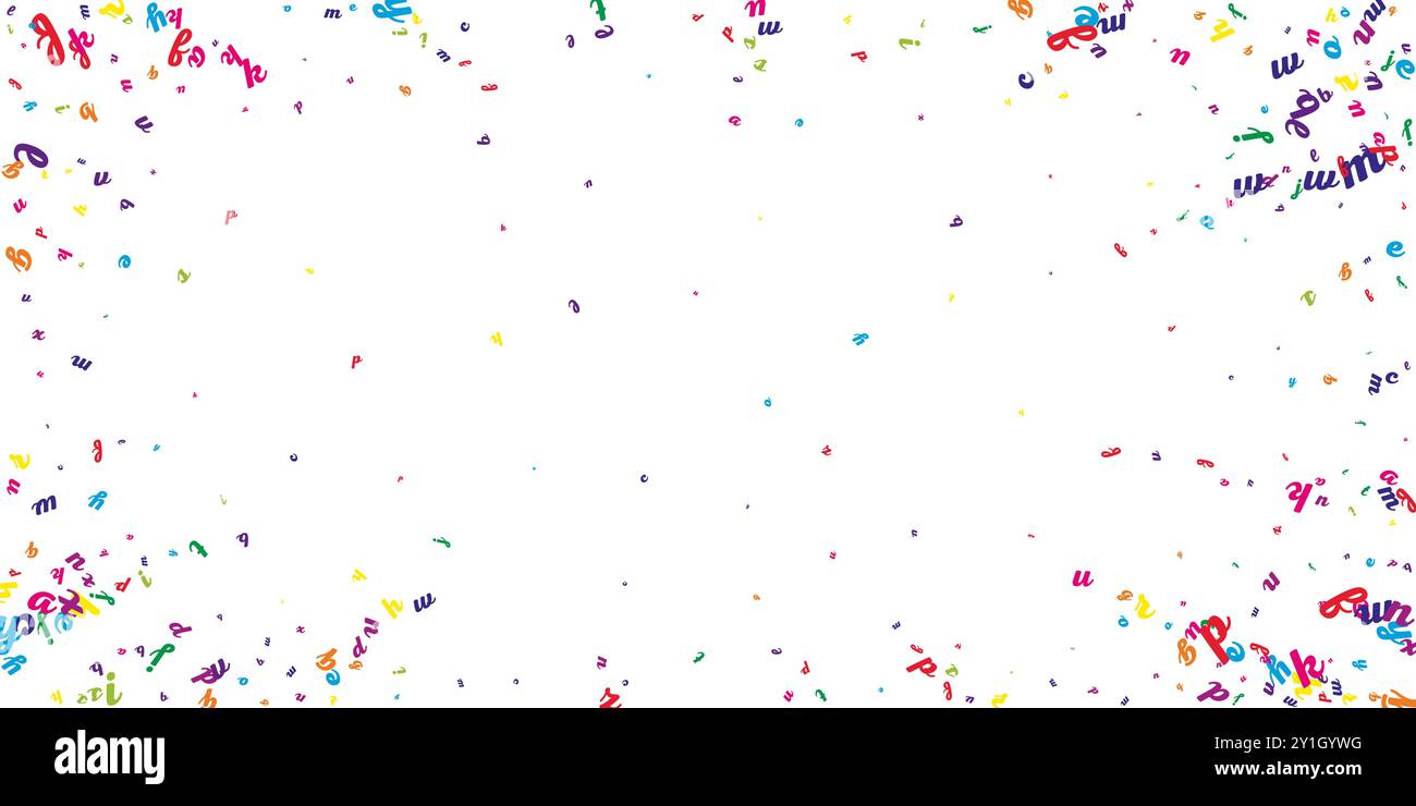 Scattered letters of latin alphabet. Colorful childish floating ...