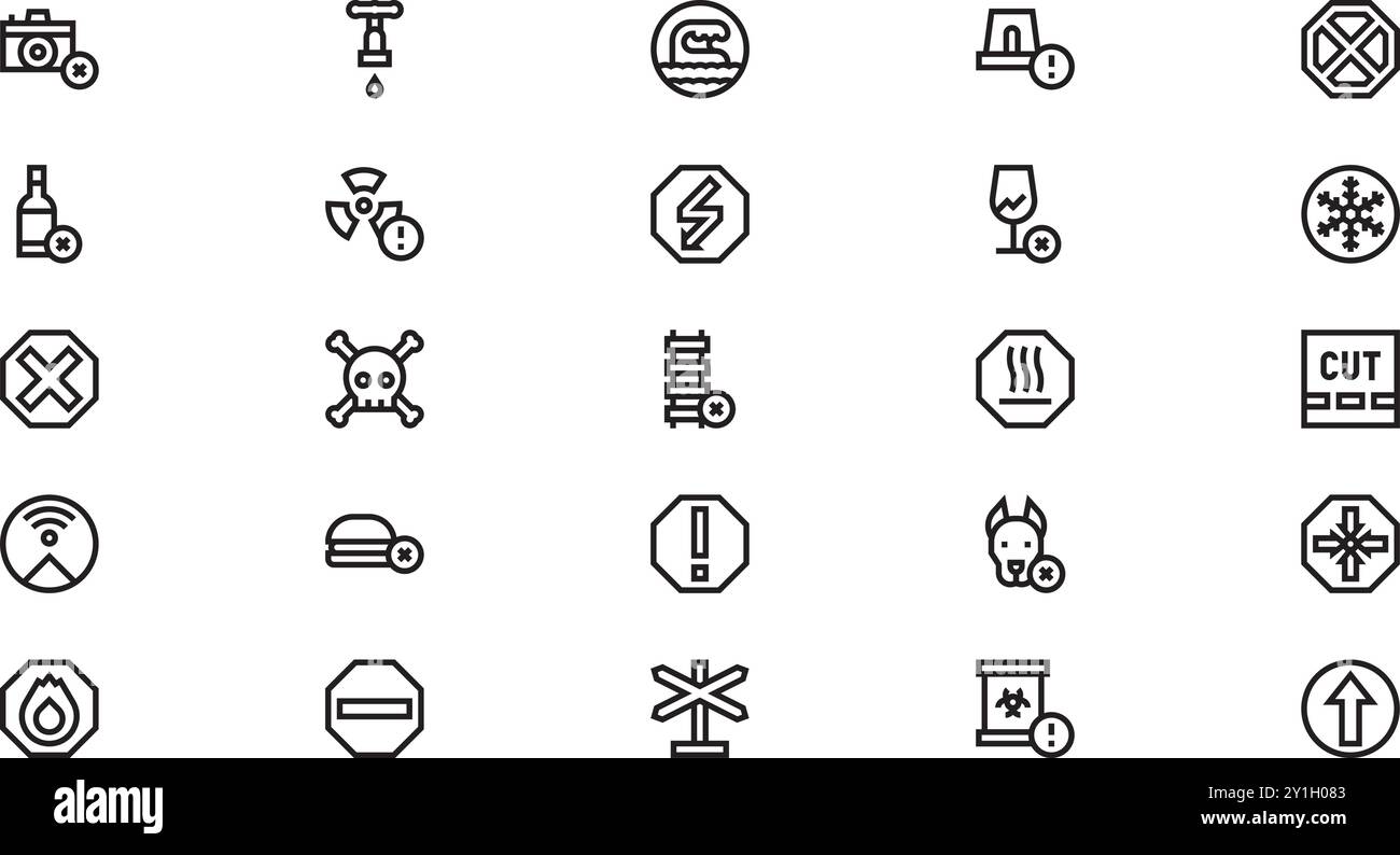 Warning signs and texts icons High-Quality Vector Icons Collection with ...