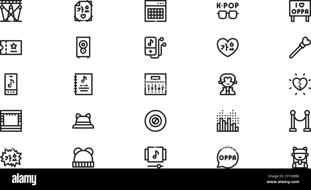 Kpop icons High-Quality Vector Icons Collection with Editable Stroke. Ideal for Professional and ...