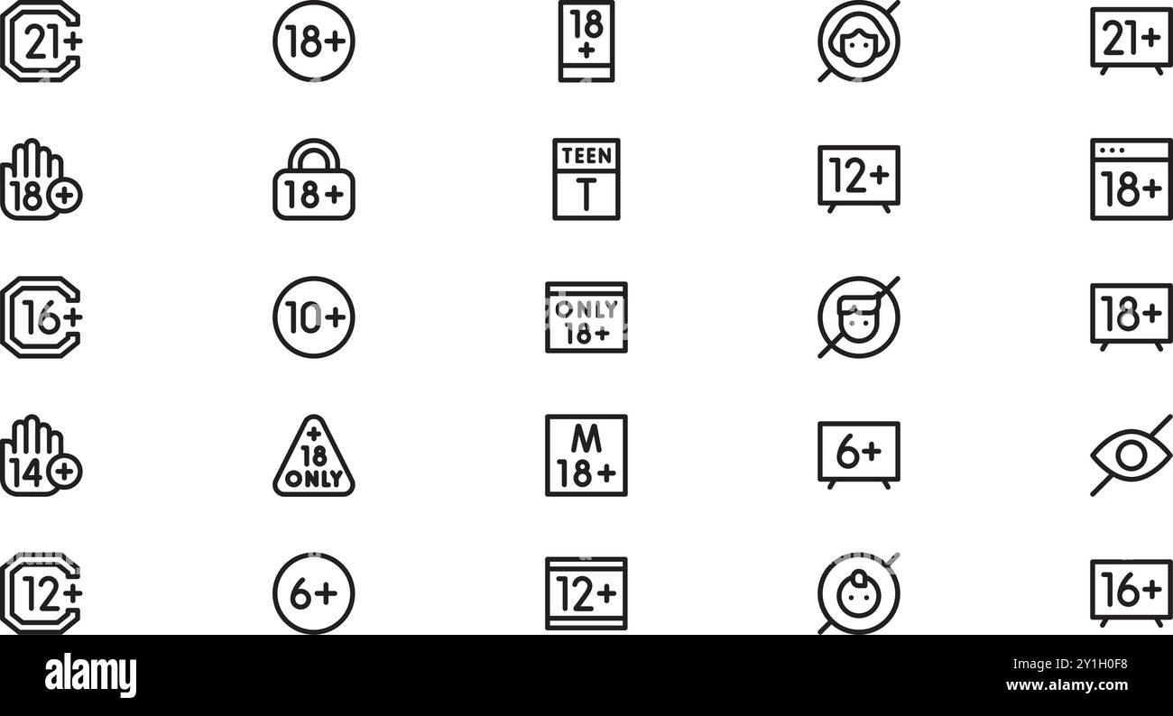 Age restriction icons High-Quality Vector Icons Collection with ...