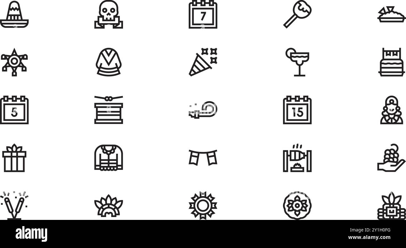 Latin celebrations icons High-Quality Vector Icons Collection with ...