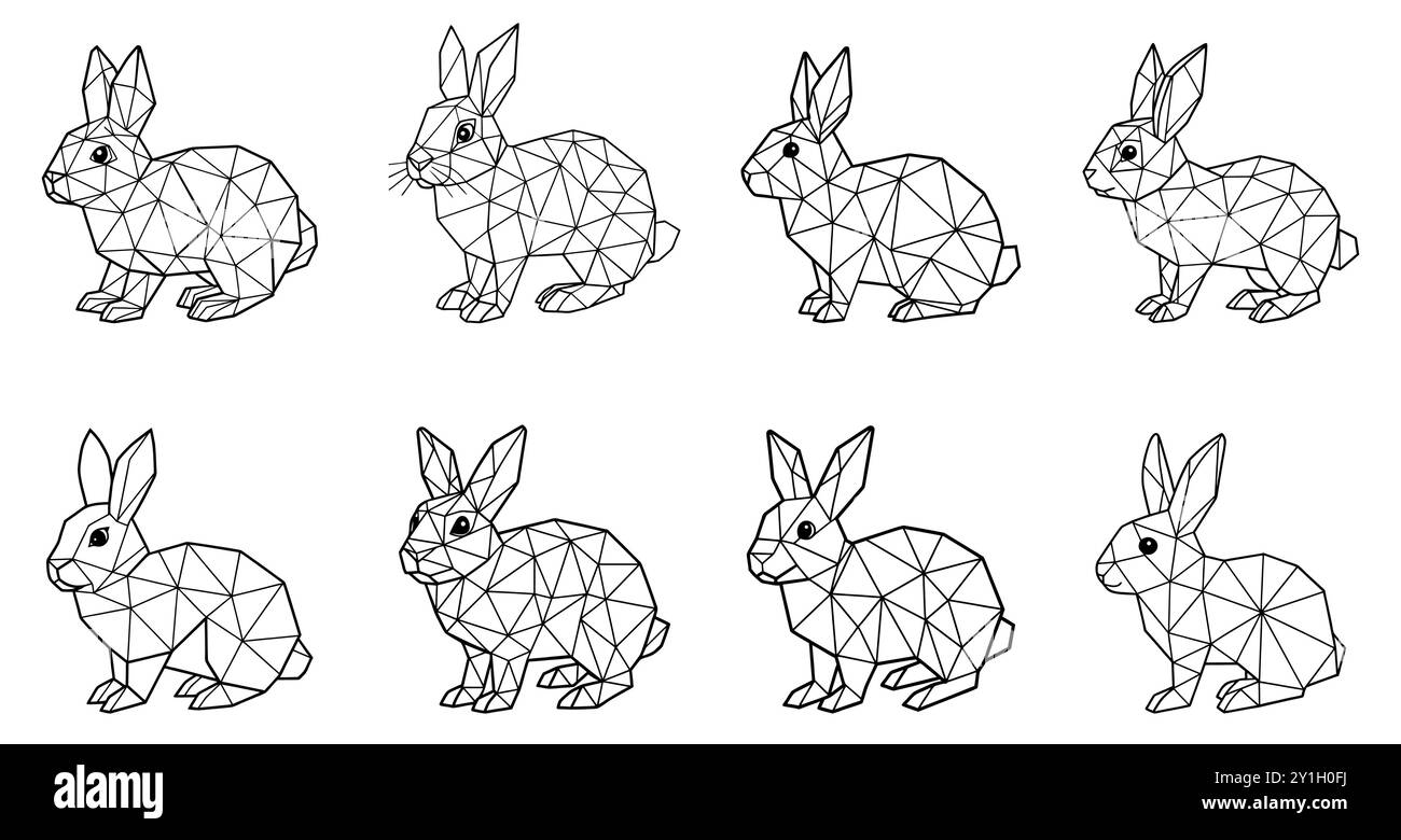 Rabbit low polygon art Black and White Stock Photos & Images - Alamy