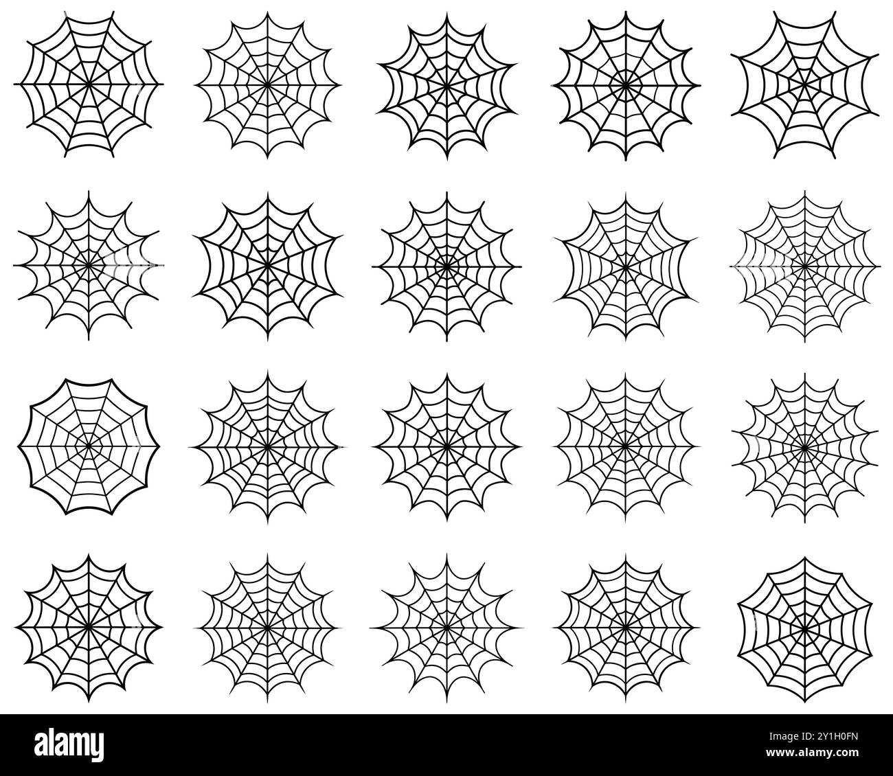 Spider web icons. Set of spider web. Halloween cobweb. Scary elements ...