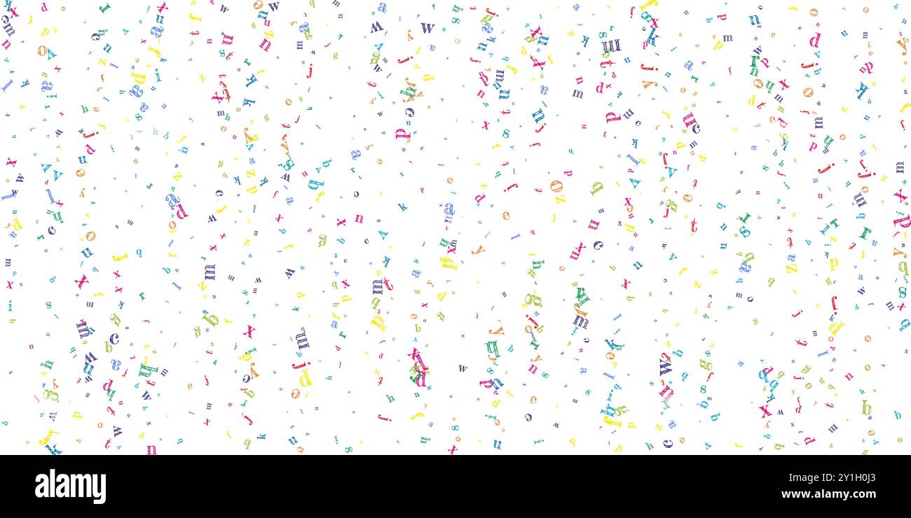 Concept of school background. Colorful childish falling letters of ...