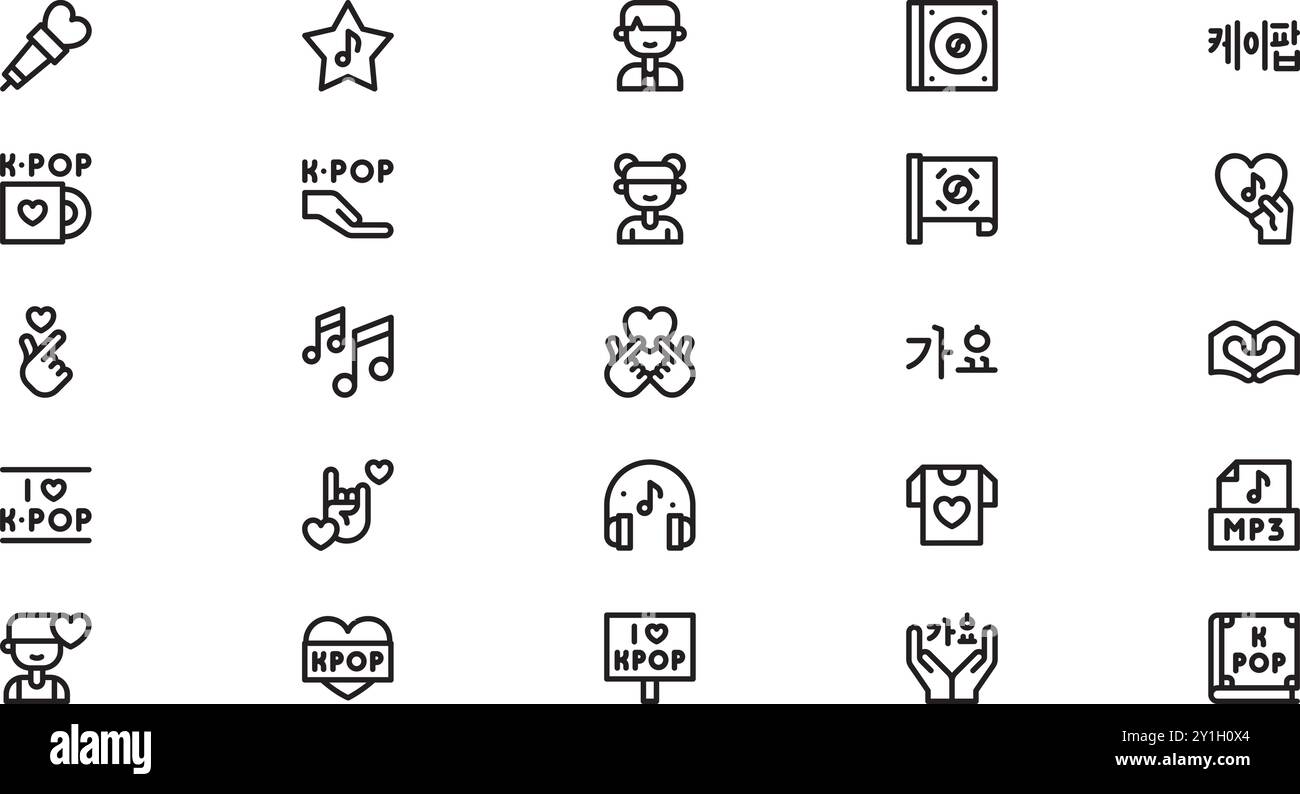 Kpop icons High-Quality Vector Icons Collection with Editable Stroke. Ideal for Professional and ...