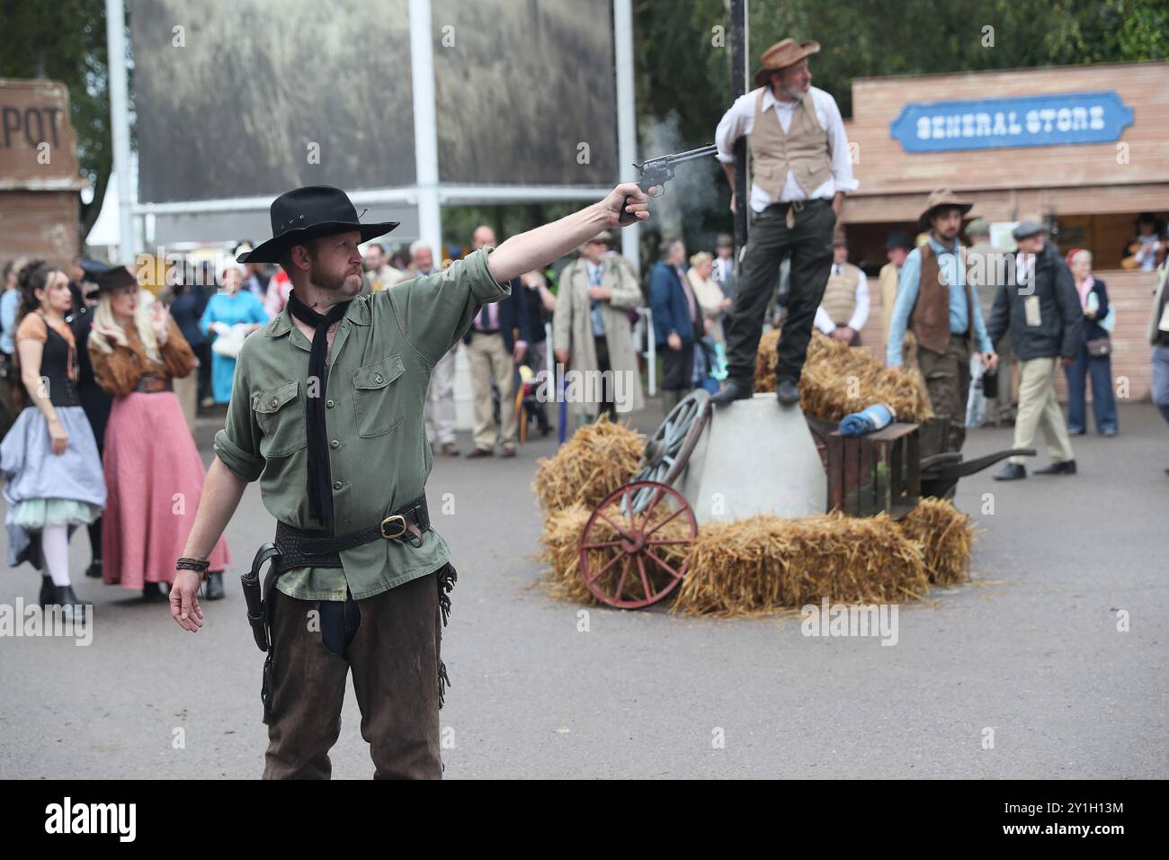 Goodwood, West Sussex, UK. 7th September 2024. A Wild West shootout ...