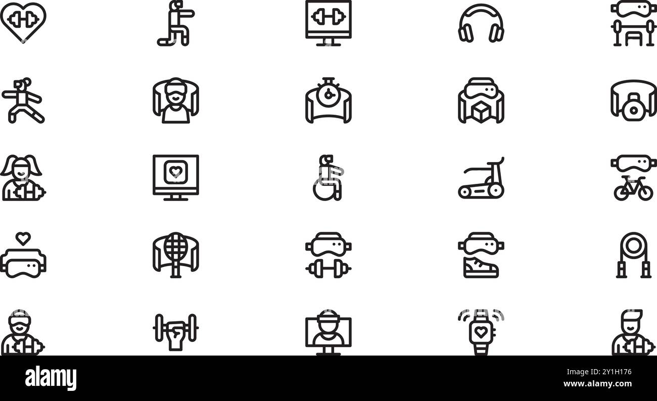 Virtual fitness icons High-Quality Vector Icons Collection with ...