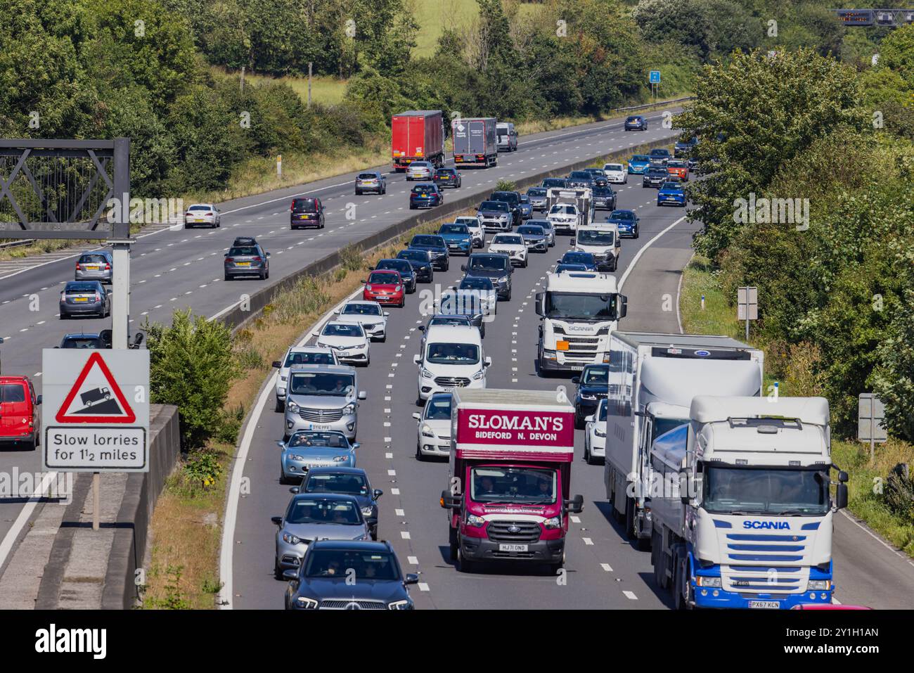 Traffic jam M5 South bound Stock Photo - Alamy