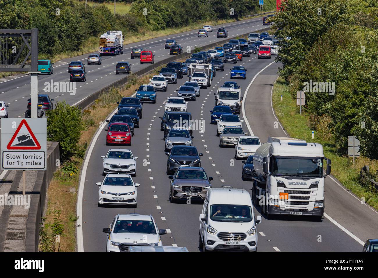 Traffic jam M5 South bound Stock Photo - Alamy