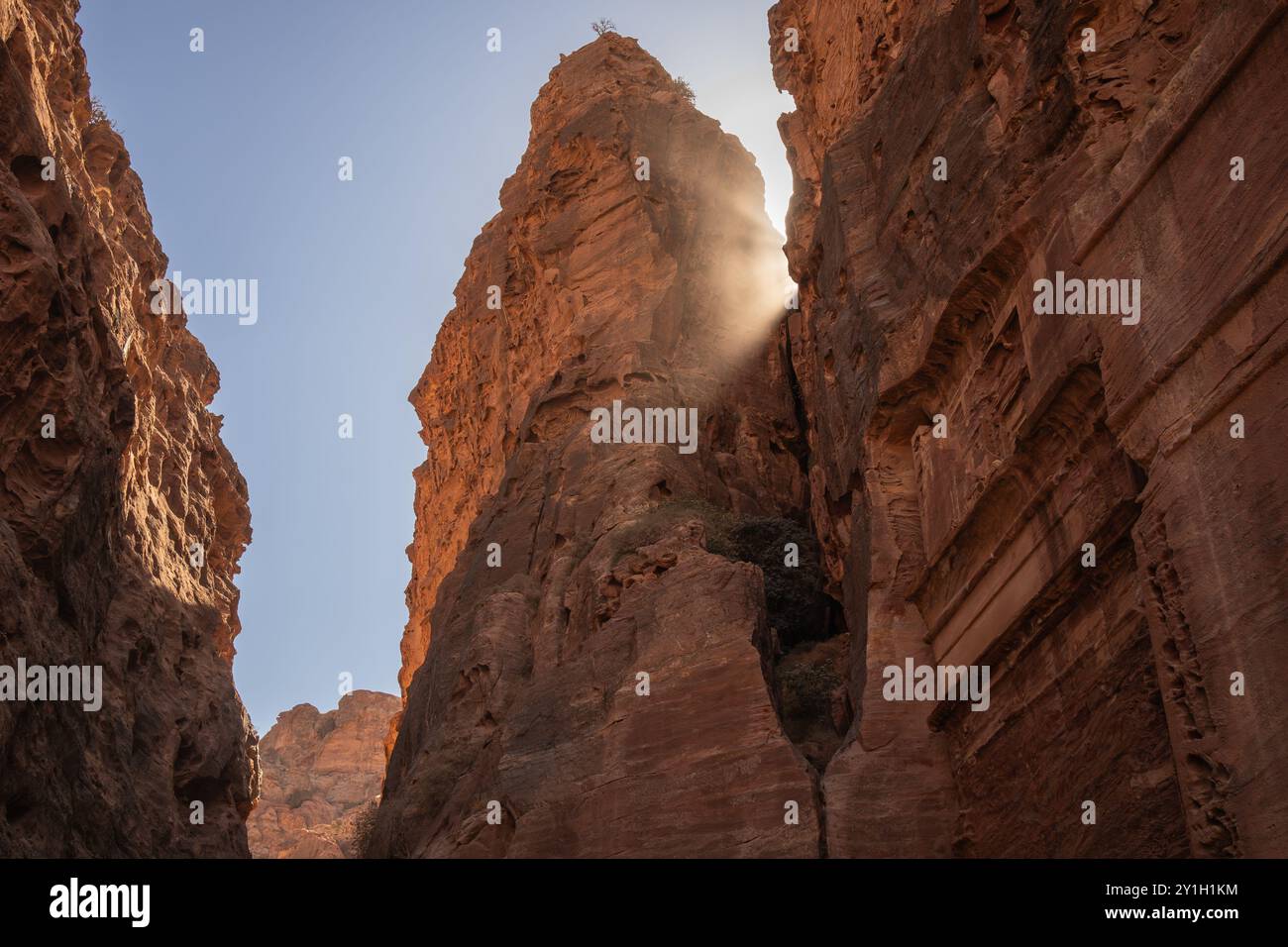 Rock Formation with Rays of Light in Petra. Beautiful Geological ...