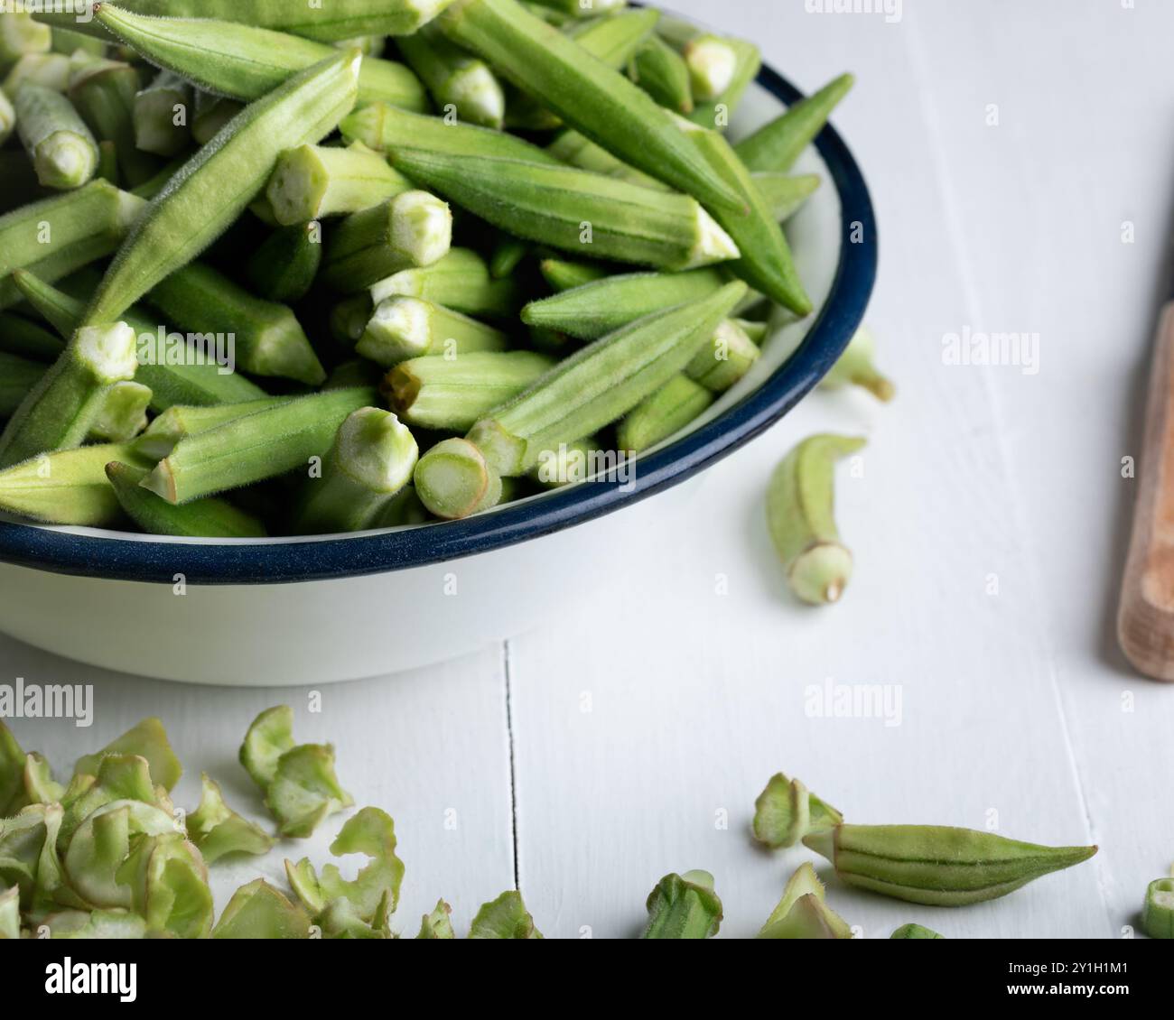 Fresh okra in white hi-res stock photography and images - Alamy