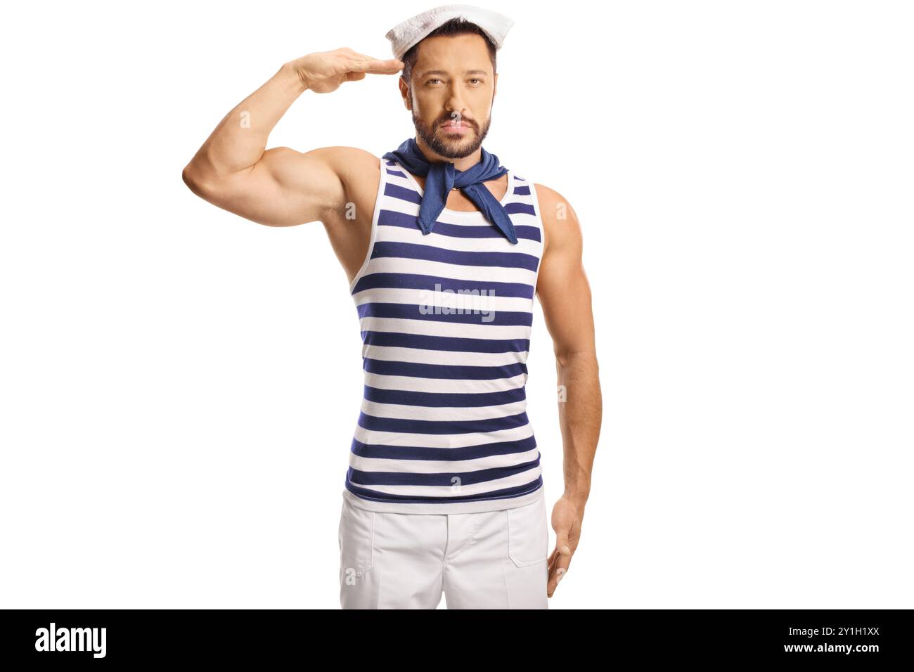 Portrait of a sailor saluting isolated on white background Stock Photo ...