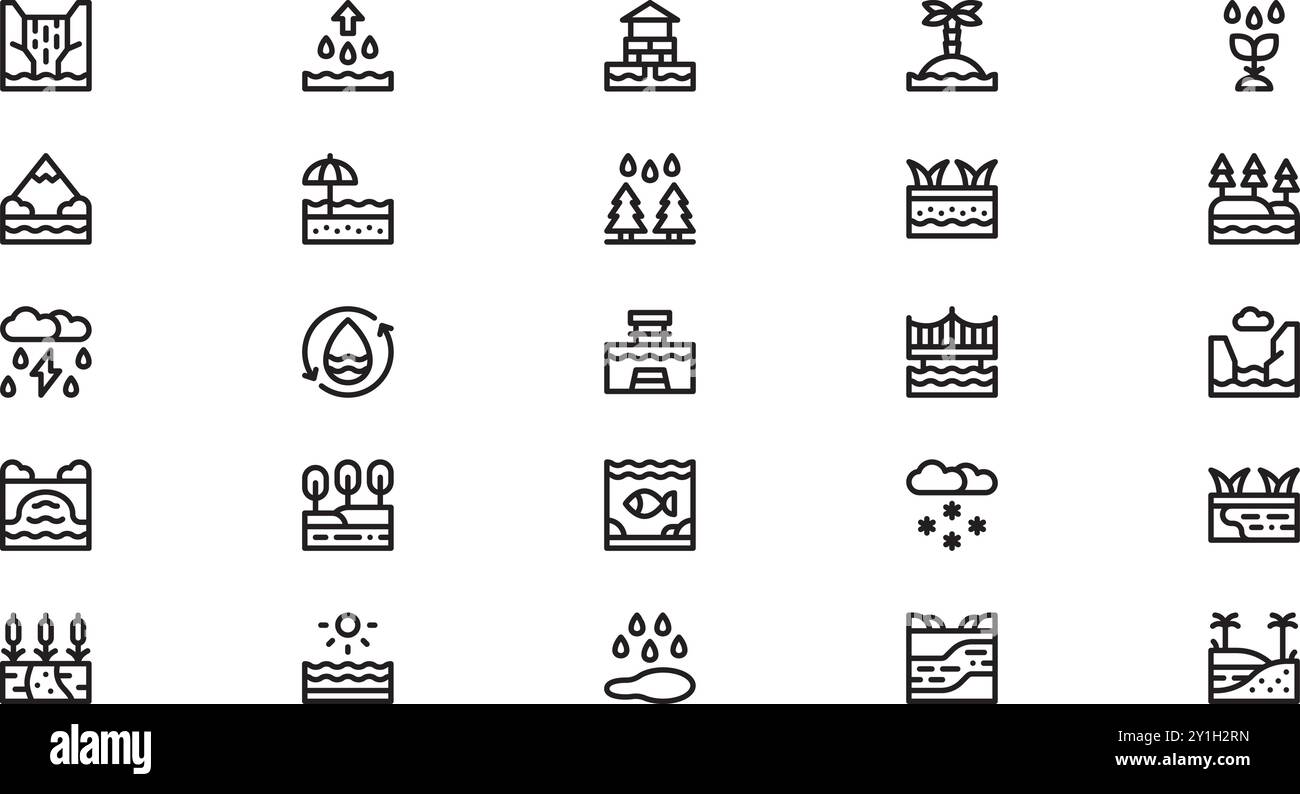 Waterfall in the taiga forest Stock Vector Images - Alamy