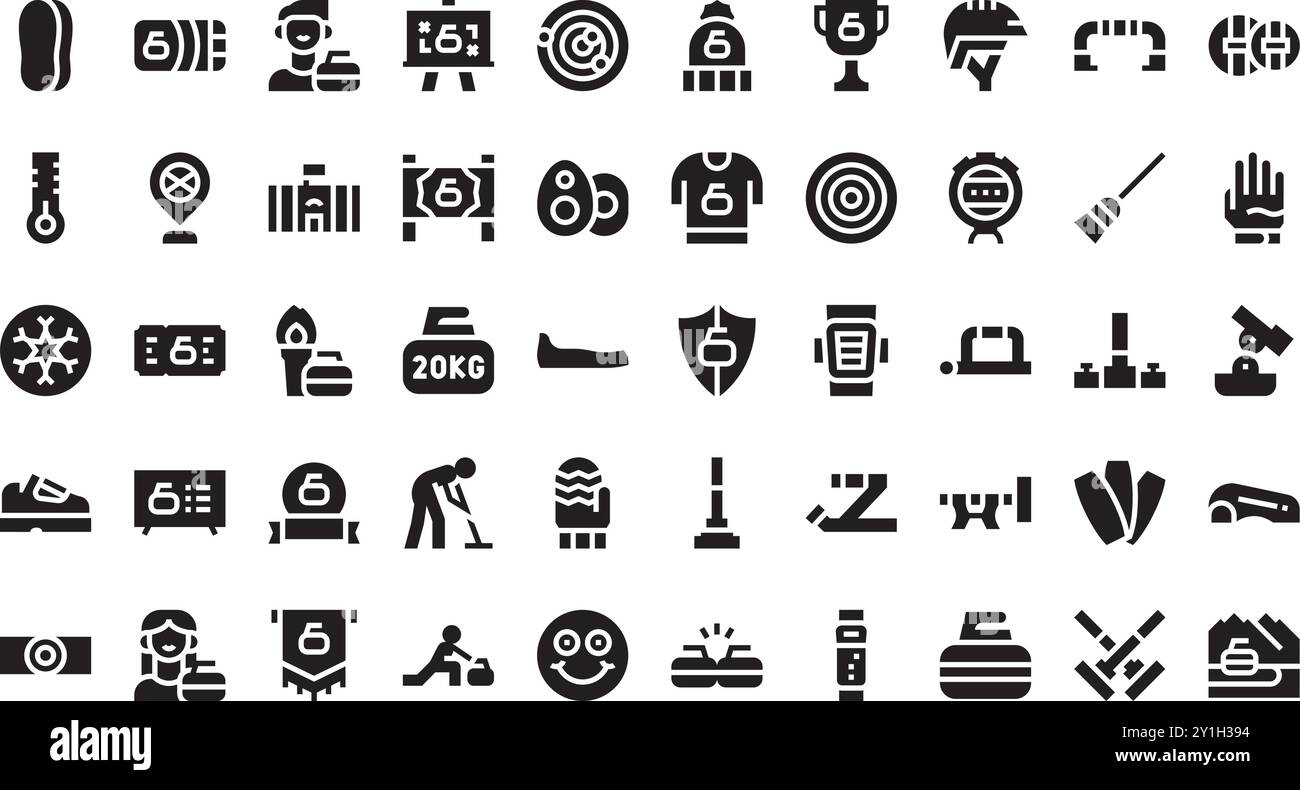 Curling championship icons High-Quality Vector Icons Collection with ...