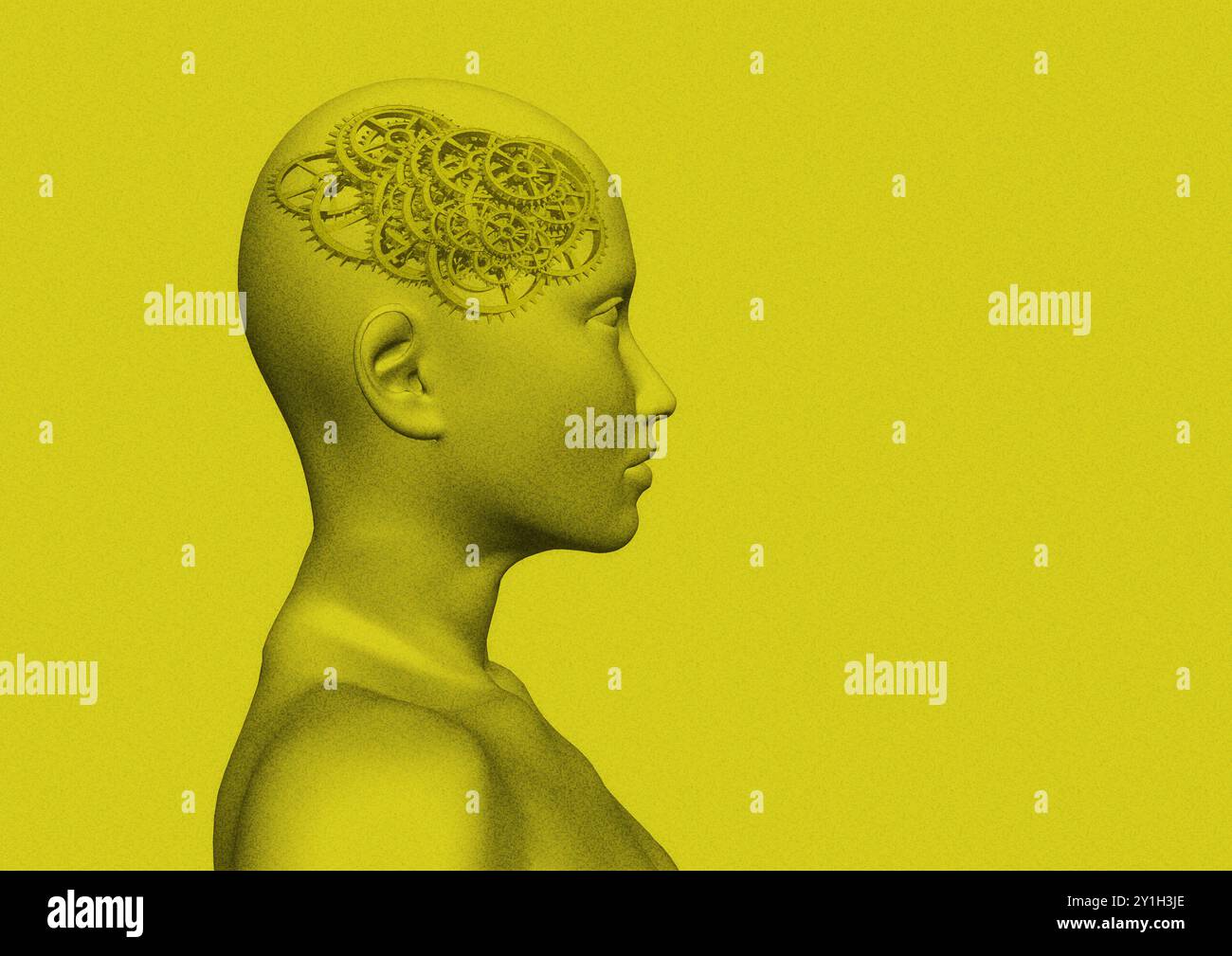 Human head with cogs, illustration Stock Photo - Alamy