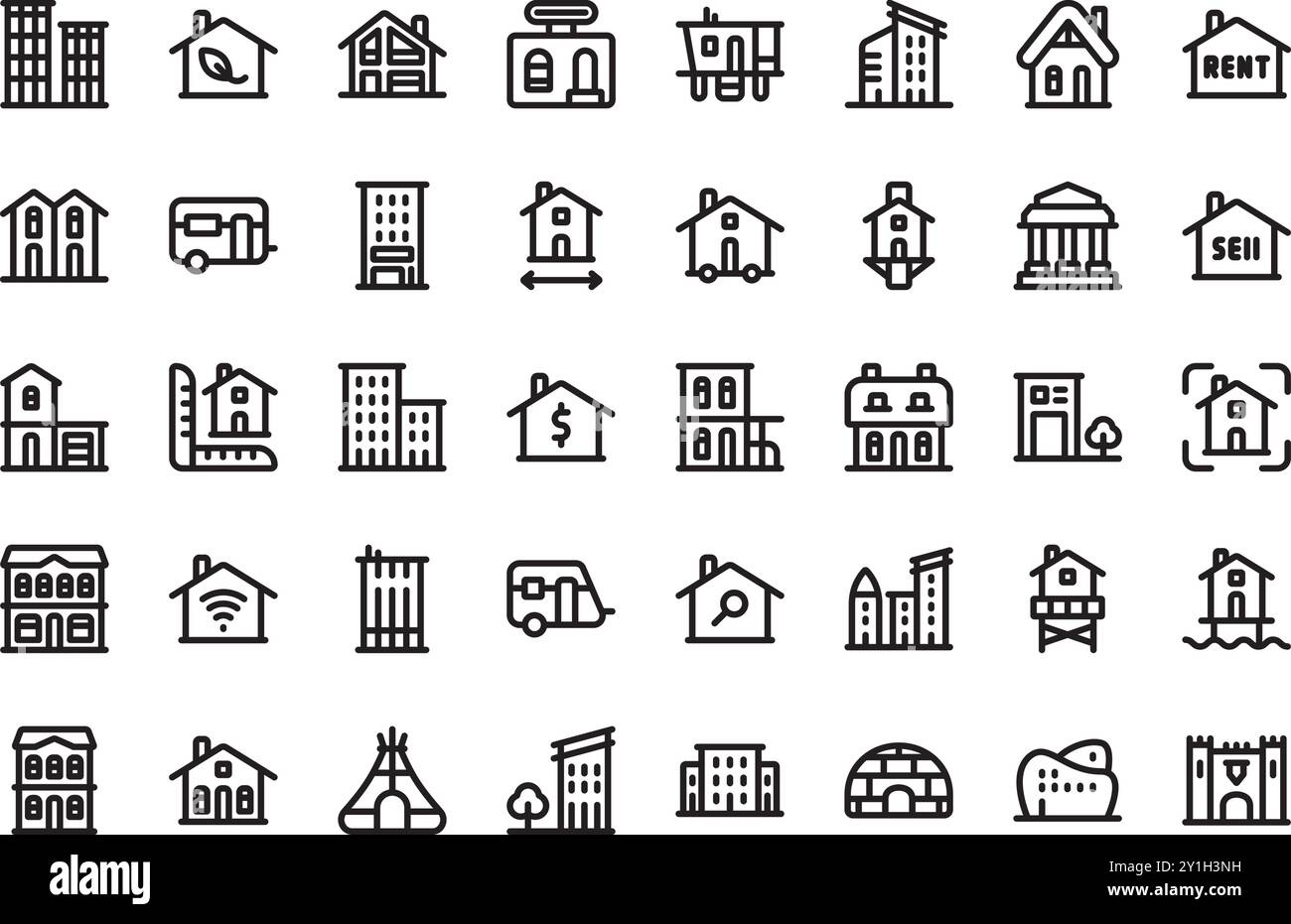 Type of houses icons pack High-Quality Vector Icons Collection with ...