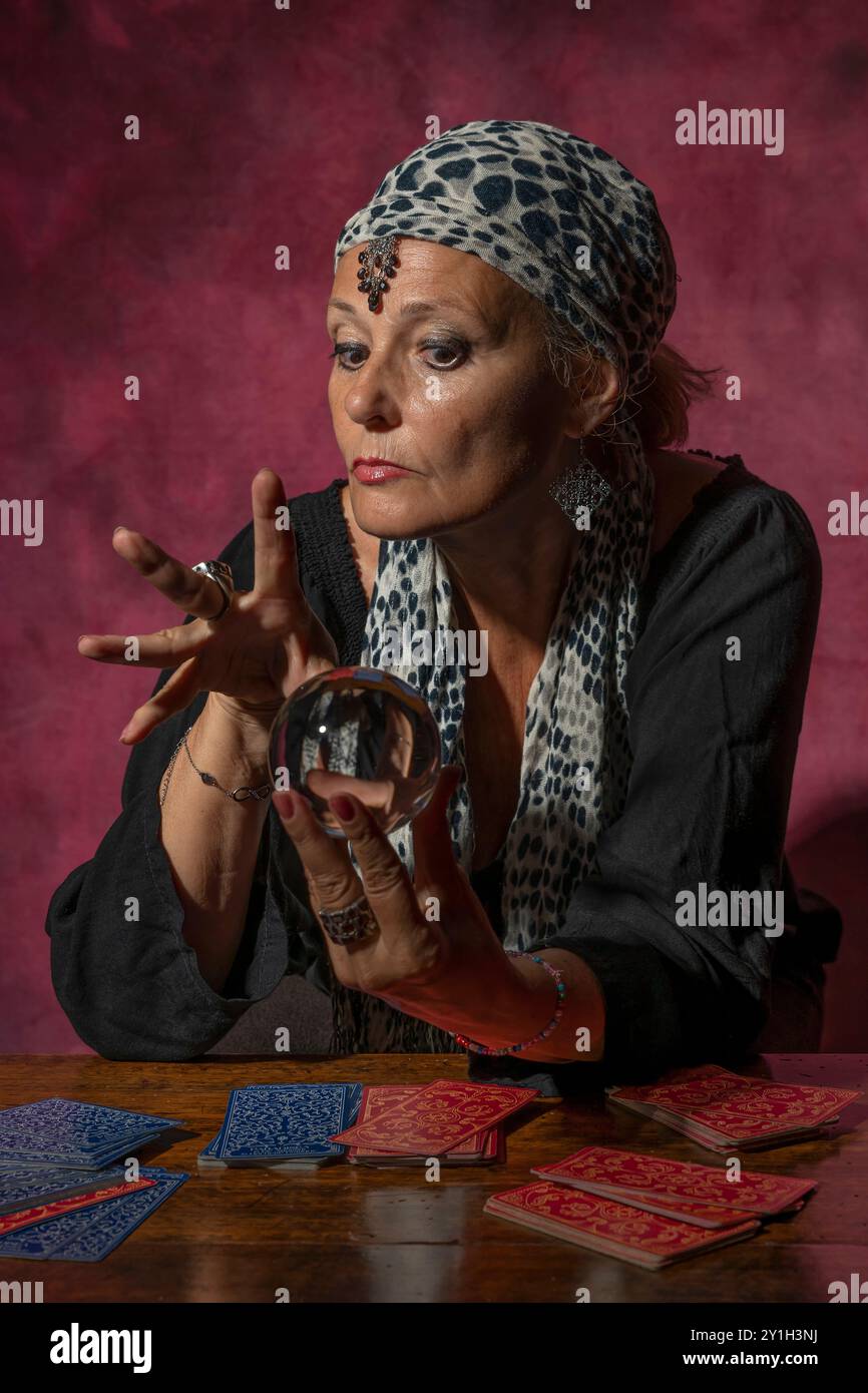 Crystal ball in table fortune hi-res stock photography and images - Alamy